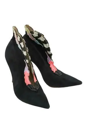 SOPHIA WEBSTER Embroidered Suede Ankle Boots - Black