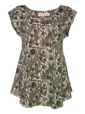 Marni Sleeveless Abstract Print Top - Brown