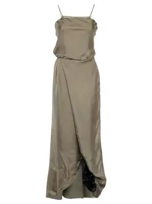 Emporio Armani Silk Floral Applique Maxi Dress - Grey