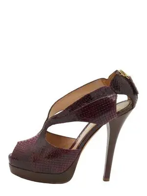 Fendi Platform Leather Sandals - Red