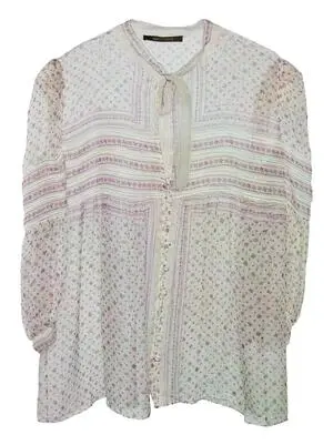 Roberto Cavalli Silk Floral Print Shirt - White