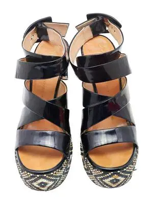 GIUSEPPE ZANOTTI Woven Platform Ankle Strap Sandals - Black
