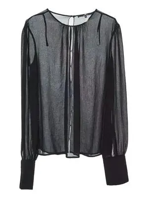 Elisabetta Franchi Long Sleeve Blouse With Slit Detail - Black