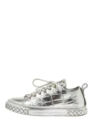 GIUSEPPE ZANOTTI Croc-embossed Low-top Sneakers - Silver