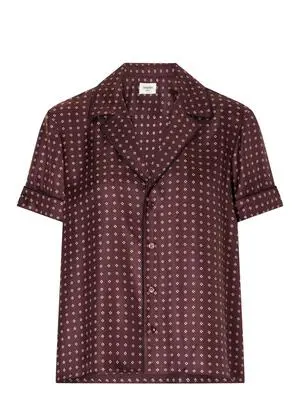 Saint Laurent Printed Silk-twill Shirt - Burgundy