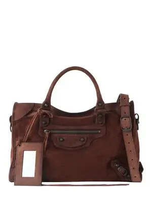 Balenciaga Le City Medium Suede Shoulder Bag - Brown