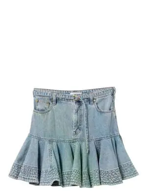 Zimmermann Ruffled Denim Skirt - Blue