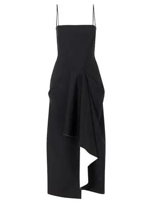 Givenchy Asymmetric Wool And Mohair-blend Midi Wrap Dress - Black