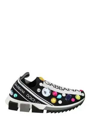 Dolce & Gabbana Crystal Embellished Slip-on Sneakers - Black