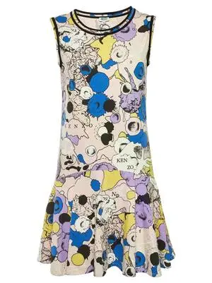 Kenzo Sleeveless Abstract Print Midi Dress - Neutrals