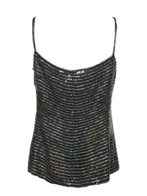 Emporio Armani Sequin Embellished Silk Tank Top - Black