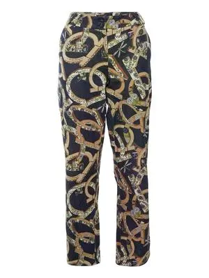 FERRAGAMO Gancini Print Trousers - Blue