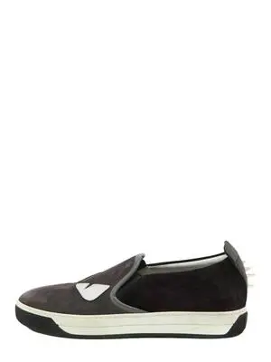 Fendi Monster Eyes Suede Slip-on Sneakers - Grey