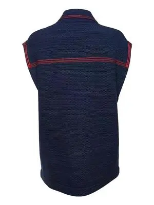Sandro Sleeveless Jacket With Contrast Stitching - Blue