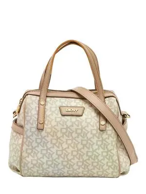 Mcm Monogram Leather Trim Tote Bag - Neutrals