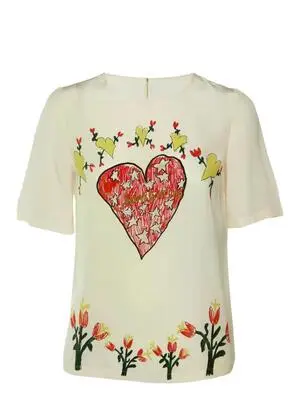 Dolce & Gabbana Printed Silk Top - Neutrals