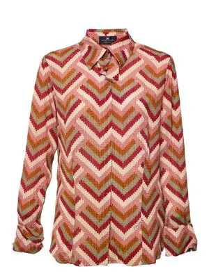 Elisabetta Franchi Chevron Print Crepe Shirt - Red