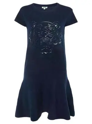 Kenzo Tiger Appliqué Mini Dress - Blue