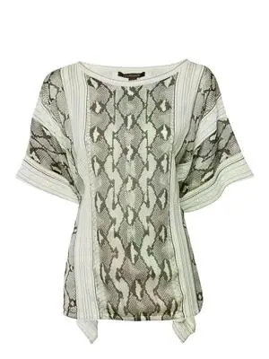 Roberto Cavalli Snake-print Silk Panel Tunic Top - Neutrals