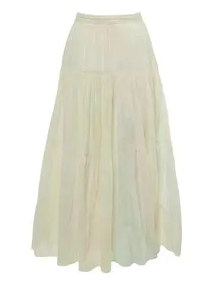 Saint Laurent Patterned Tiered Skirt - Neutrals