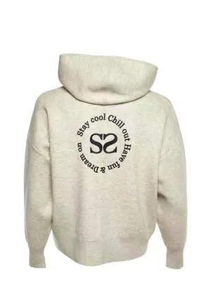 Sandro Embroidered Detail Zip-up Hoodie - Grey