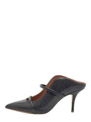 MALONE SOULIERS Maureen Snakeskin-embossed Heeled Mules - Grey