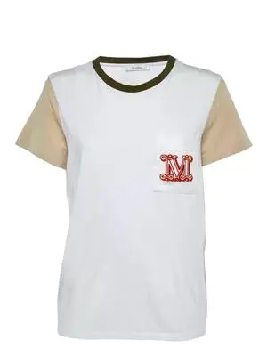 Max Mara Embroidered Logo Cotton T-shirt - White