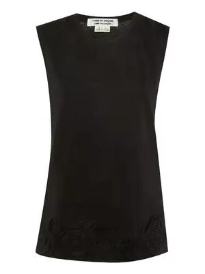 Comme Des Garçons Floral Appliqué Tank Top - Black