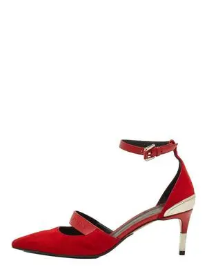 Balmain Logo-embossed Ankle-strap Pumps - Red