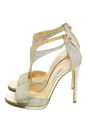 JIMMY CHOO Lana Glitter Sandals - Gold