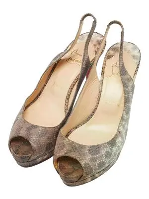 CHRISTIAN LOUBOUTIN Peep-toe Slingback Platform Pumps - Brown