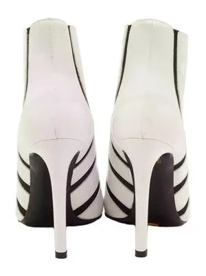Balenciaga Graphic Band Pointed-toe Ankle Boots - White
