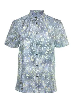 Kenzo Metallic Abstract Print Striped Shirt - Blue