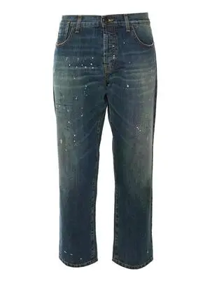 Marni Low-waist Paint-splatter Jeans - Blue