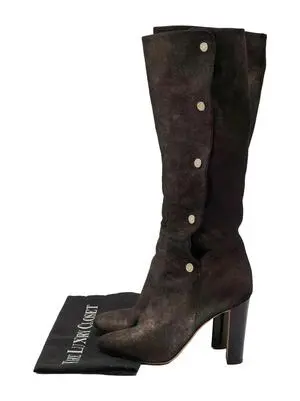 JIMMY CHOO Suede Block Heel Boots - Brown