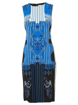 Versace Chain Print Sleeveless Dress - Blue