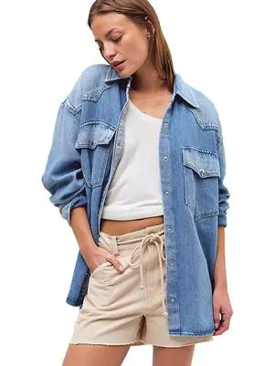 AGOLDE Lotta Denim Shirt - Script