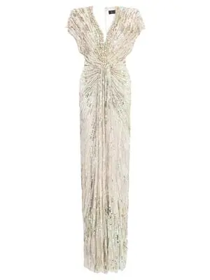 Jenny Packham Lacie Sequin Embellished Gown - Grey
