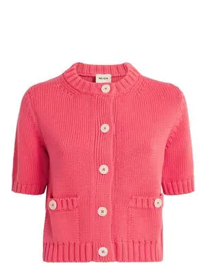 ME+EM ME+EM Organic Cotton Cropped Short-Sleeve Cardigan