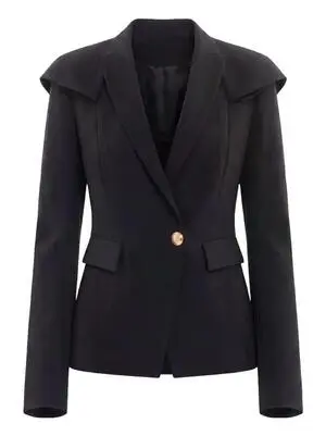 SAIID KOBEISY Ruffled Tailored Blazer - Black