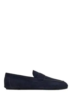 FERRAGAMO Suede Tubular Loafers - Blue