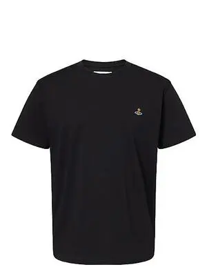VIVIENNE WESTWOOD Embroidered-orb Crew-neck Cotton T-shirt - Black