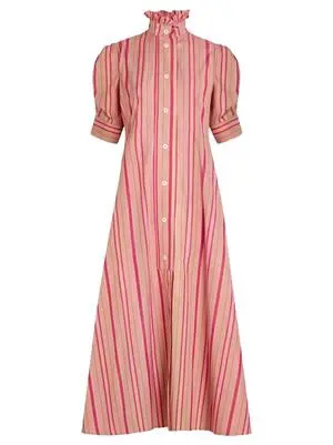 Thierry Colson Venetia Striped Midi Dress - Neutrals