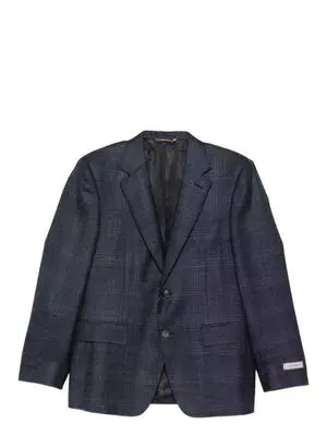 Canali Check-pattern Notched-lapel Blazer - Blue