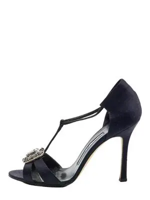 Manolo Blahnik Crystal Embellished Ankle Strap Sandals - Black