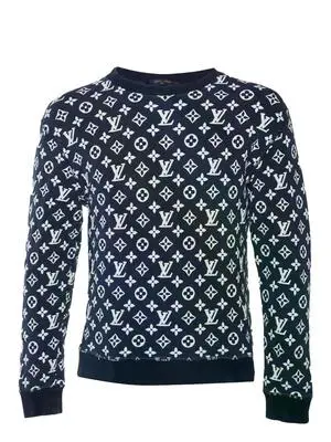 LOUIS VUITTON Monogram Jacquard Knit Sweater - Blue
