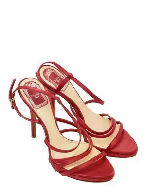Dior Satin Strappy Slingback Sandals - Red