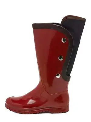 Marni Glossy Finish Button Detail Rain Boots - Red