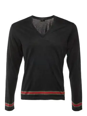GUCCI Gucci Web Stripe V-Neck T-Shirt