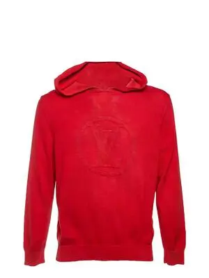 LOUIS VUITTON Logo-print Knit Hoodie - Red